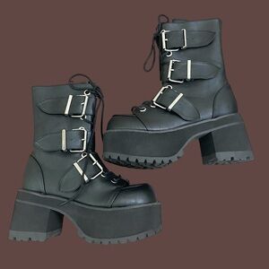 Demonia | Shoes | Demonia Black Vegan Leather Platform Ranger 38 Boots ...